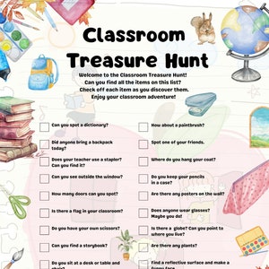 Classroom Treasure Hunt, Scavenger Hunt, Fun Ice Breaker for Elementary ...