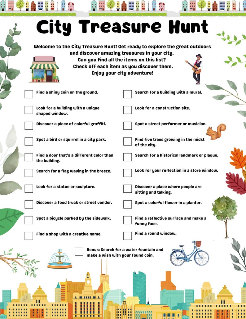 City Treasure Hunt, Scavenger Hunt, City Adventure, Kids Activity ...
