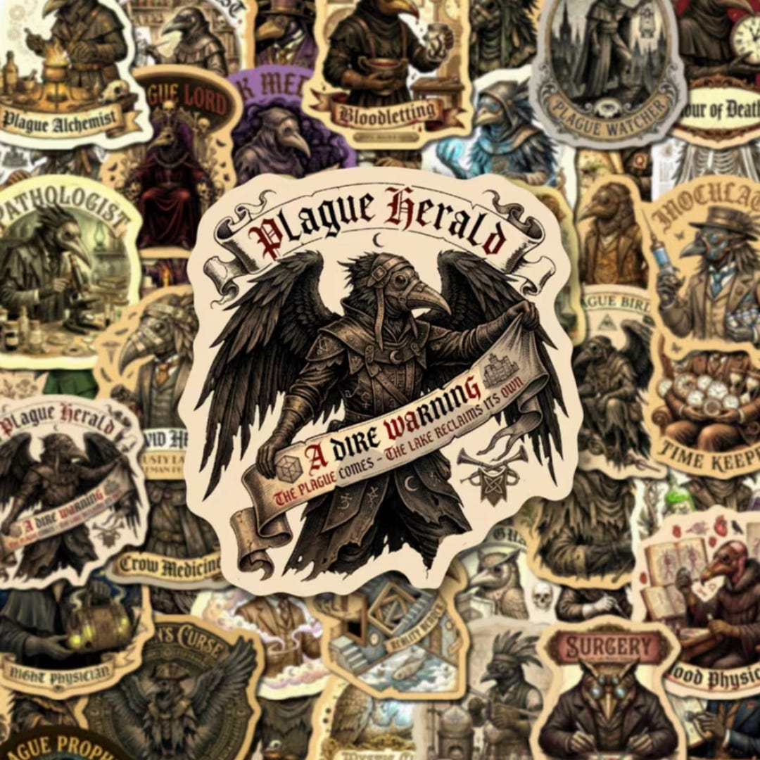 Plague Doctor Sticker Pack – 50 Gothic Steampunk Apothecary Stickers ...