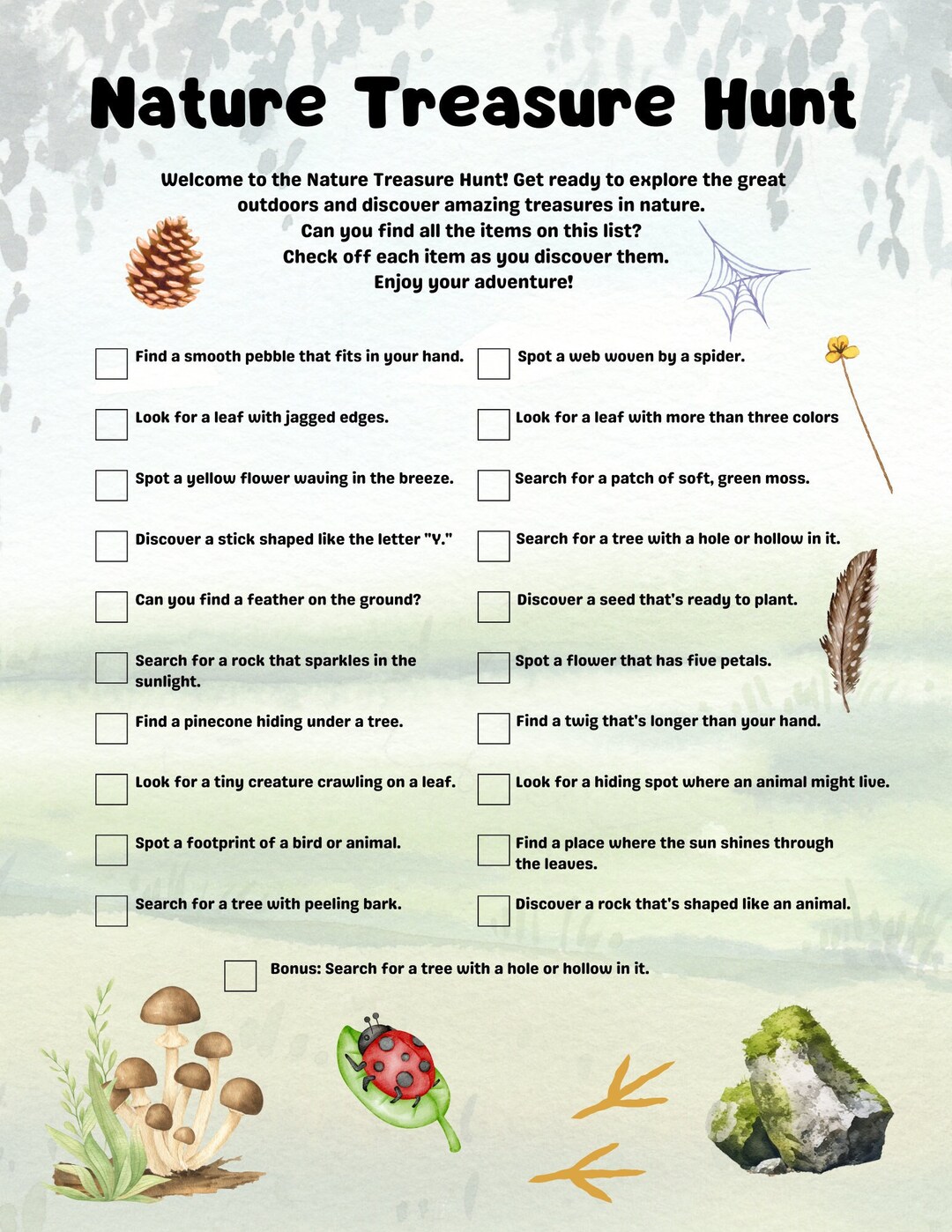 Nature Treasure Hunt, Scavenger Hunt, Things to Do Outside, Nature Walk ...
