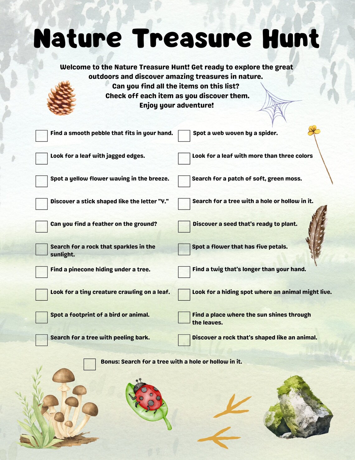 Nature Treasure Hunt, Scavenger Hunt, Things to Do Outside, Nature Walk ...