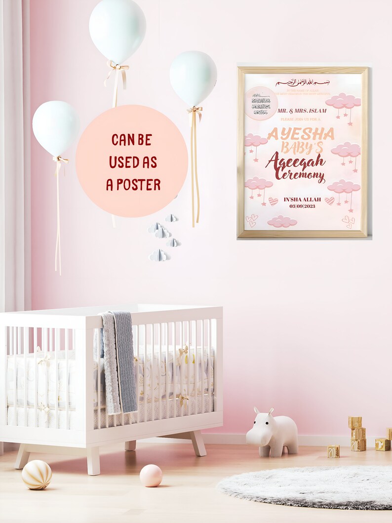 Editable Aqiqah Welcome Sign Digital Template, Customized Islamic Girl ...