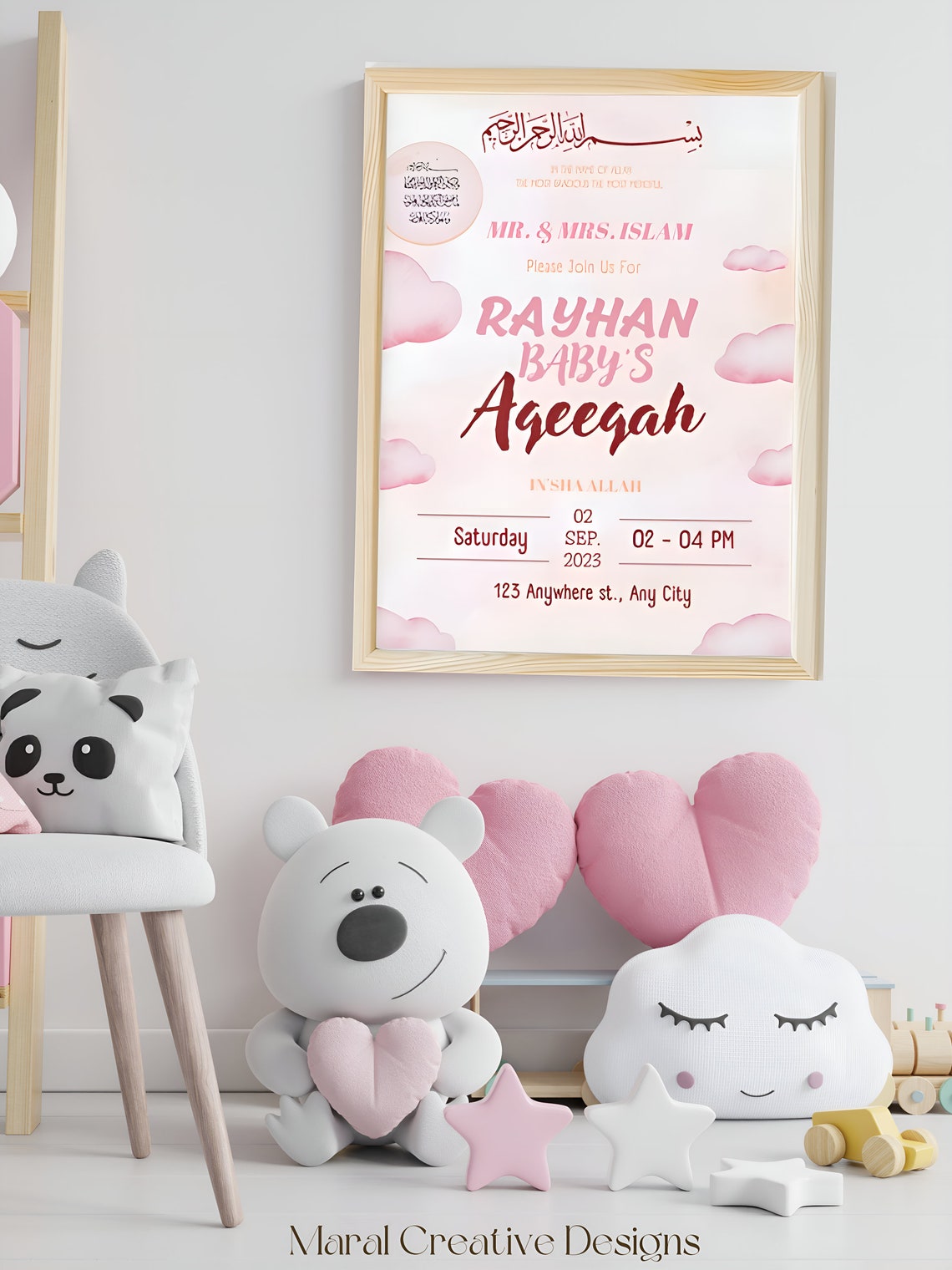 Editable Aqiqah Welcome Sign Digital Template, Customized Islamic Girl ...