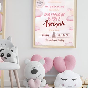 Editable Aqiqah Welcome Sign Digital Template, Customized Islamic Girl ...