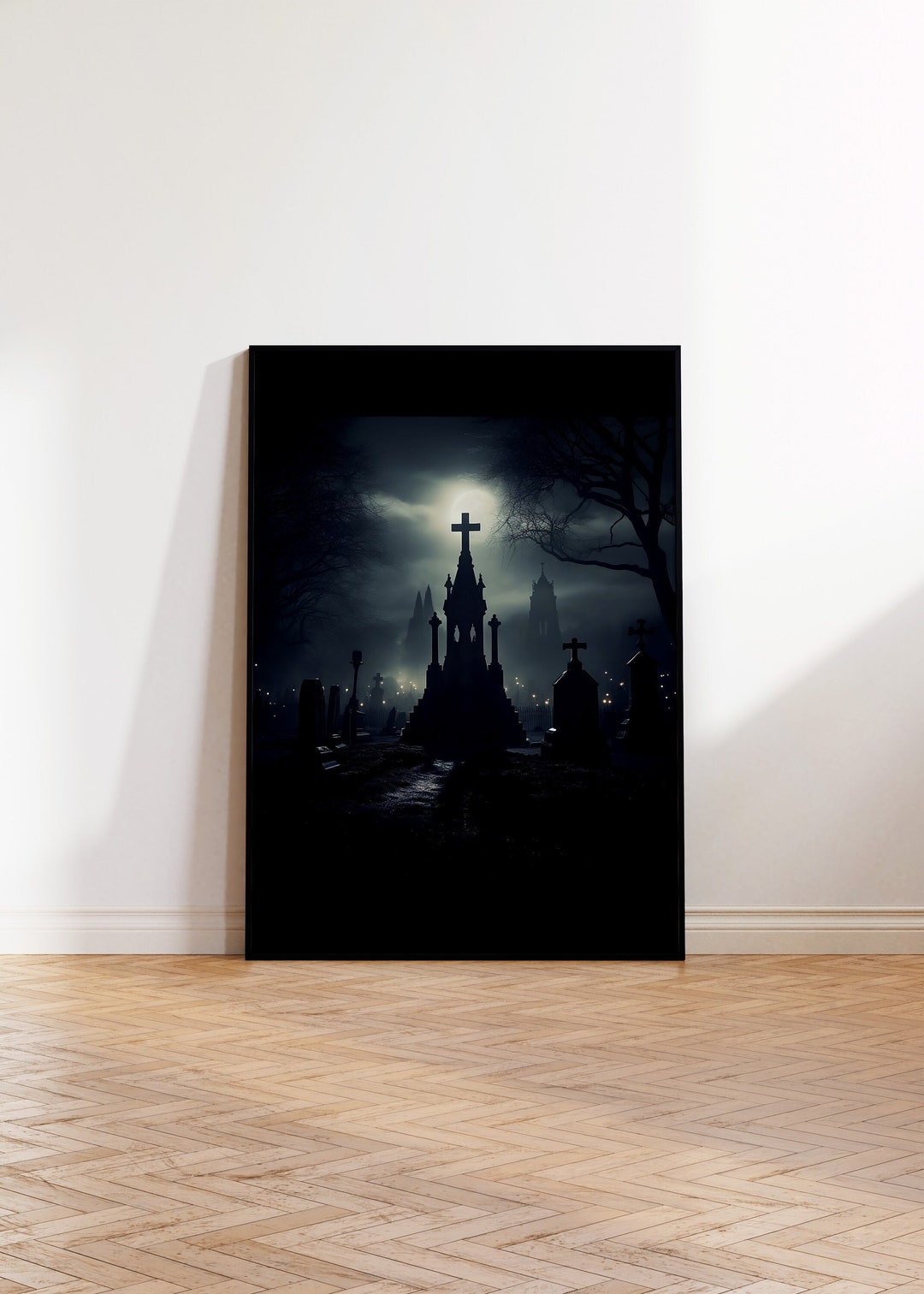 Cemetery Poster, Moonlight, Vintage Poster, Art Poster Print, Dark ...
