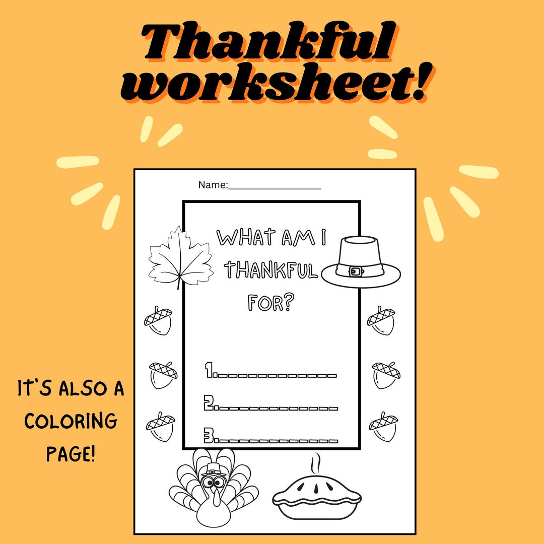 Thankful Coloring Page! What Are You Thankful for Worksheet! 1 Page ...