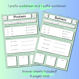 Teaching Prefix and Suffix Practice! Worksheets for Your Classroom or ...