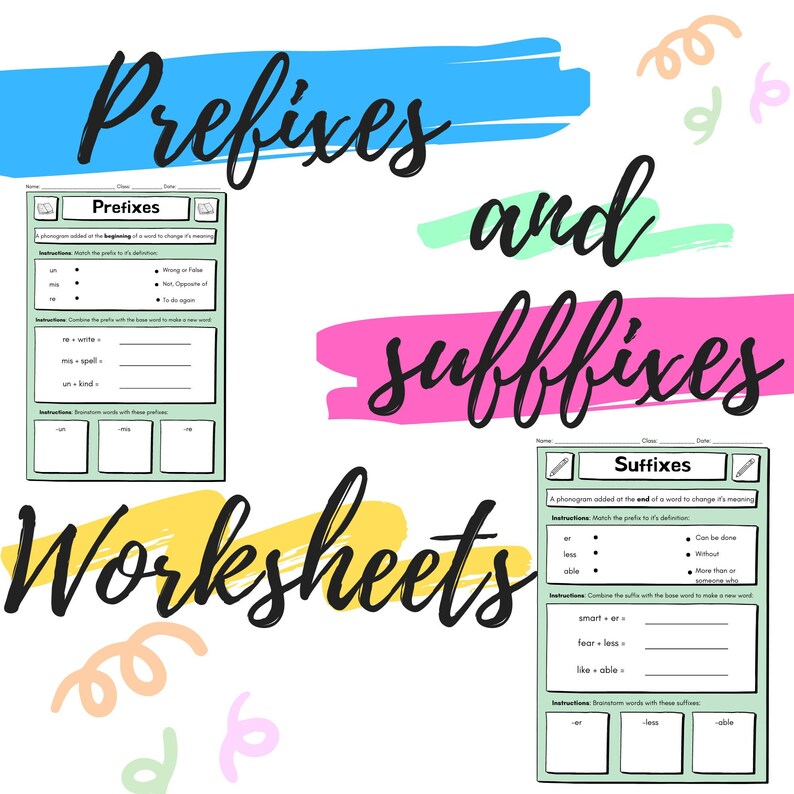 Teaching Prefix and Suffix Practice! Worksheets for Your Classroom or ...