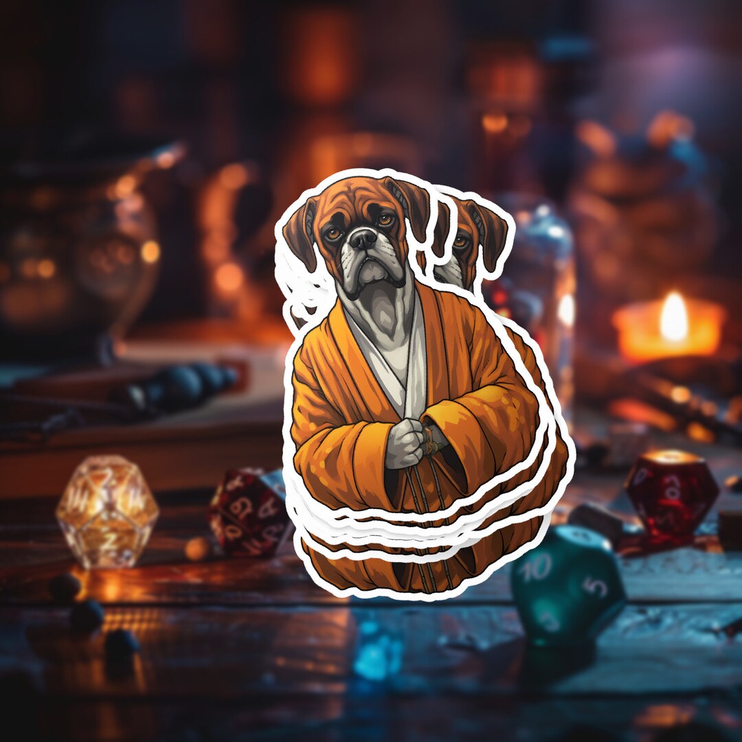 Dungeons & Doggo's: Boxer Monk Sticker Dnd Sticker, Waterproof Sticker ...