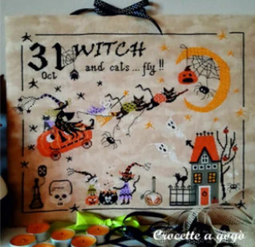 Crocette a Gogo - the Flying Pumpkin, Cross Stitch, Halloween Cross ...