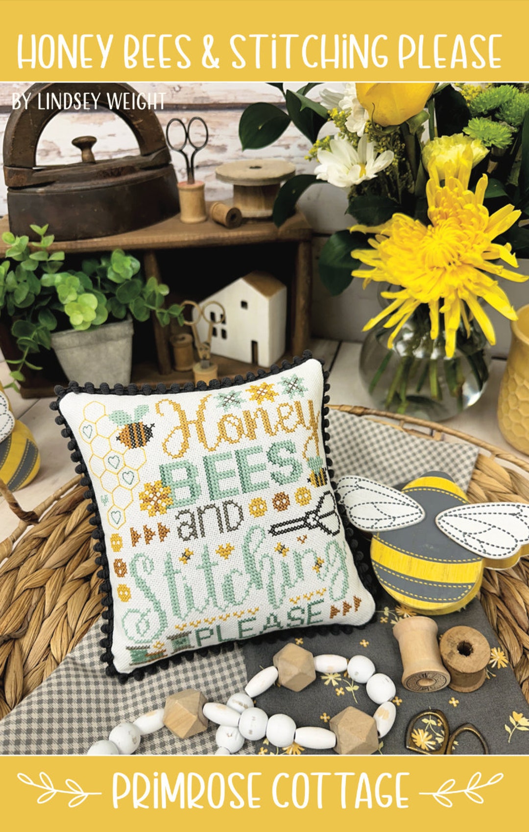 Primrose Cottage Honey Bees & Stitching Please, Counted Cross Stitch ...