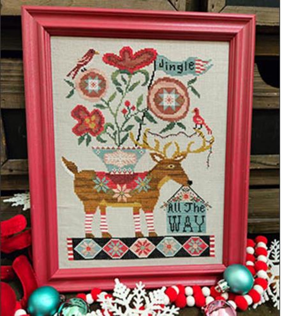 Quaint Rose Needlearts - Jingle All the Way Deer Counted Cross Stitch ...