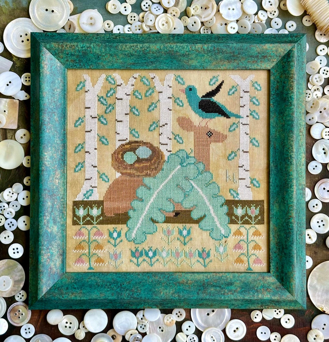 Kathy Barrick - Well Hidden, Counted Cross Stitch, Deer, Birch Forest ...