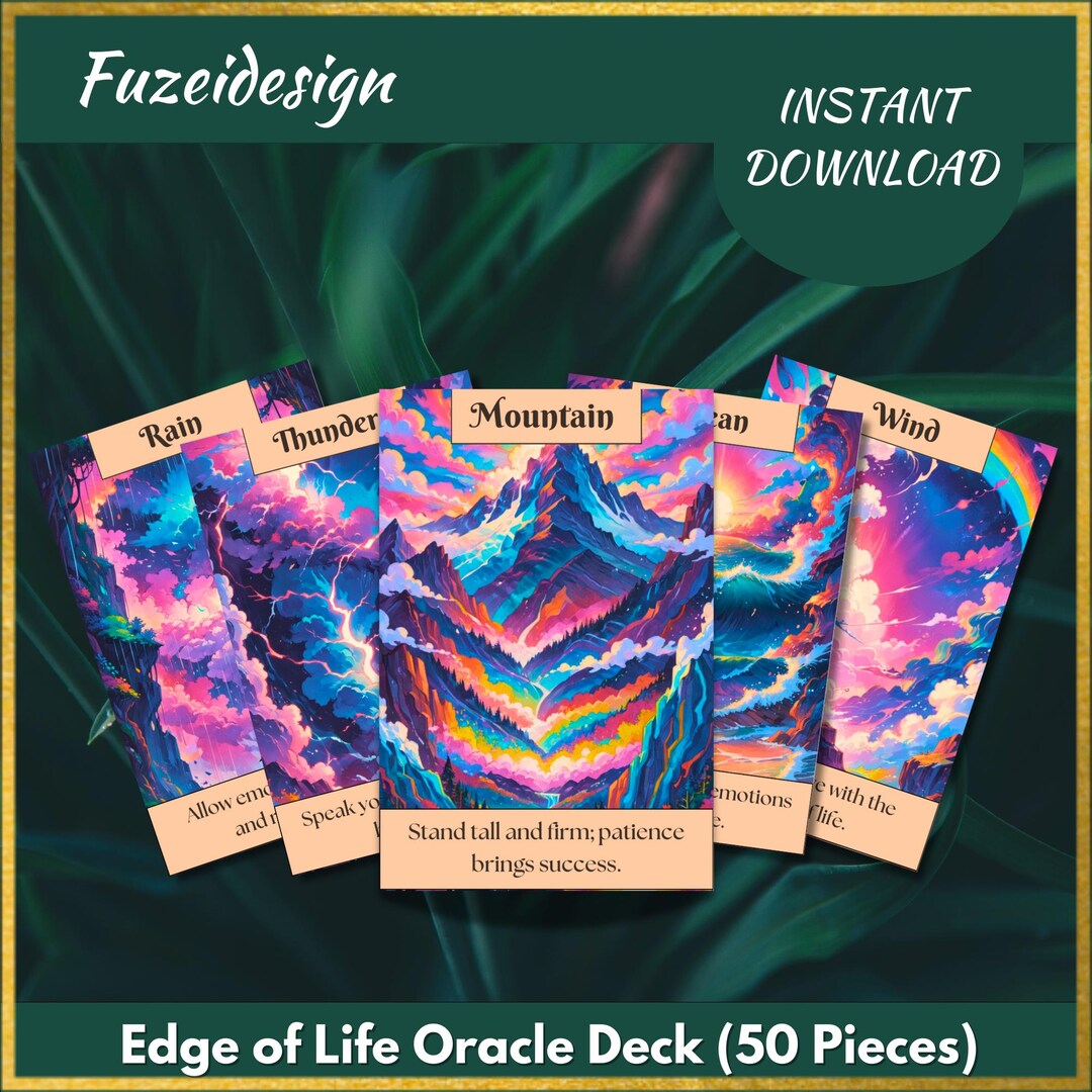 Printable Edge of Life Oracle Deck 50 Powerful Life Challenge Cards ...