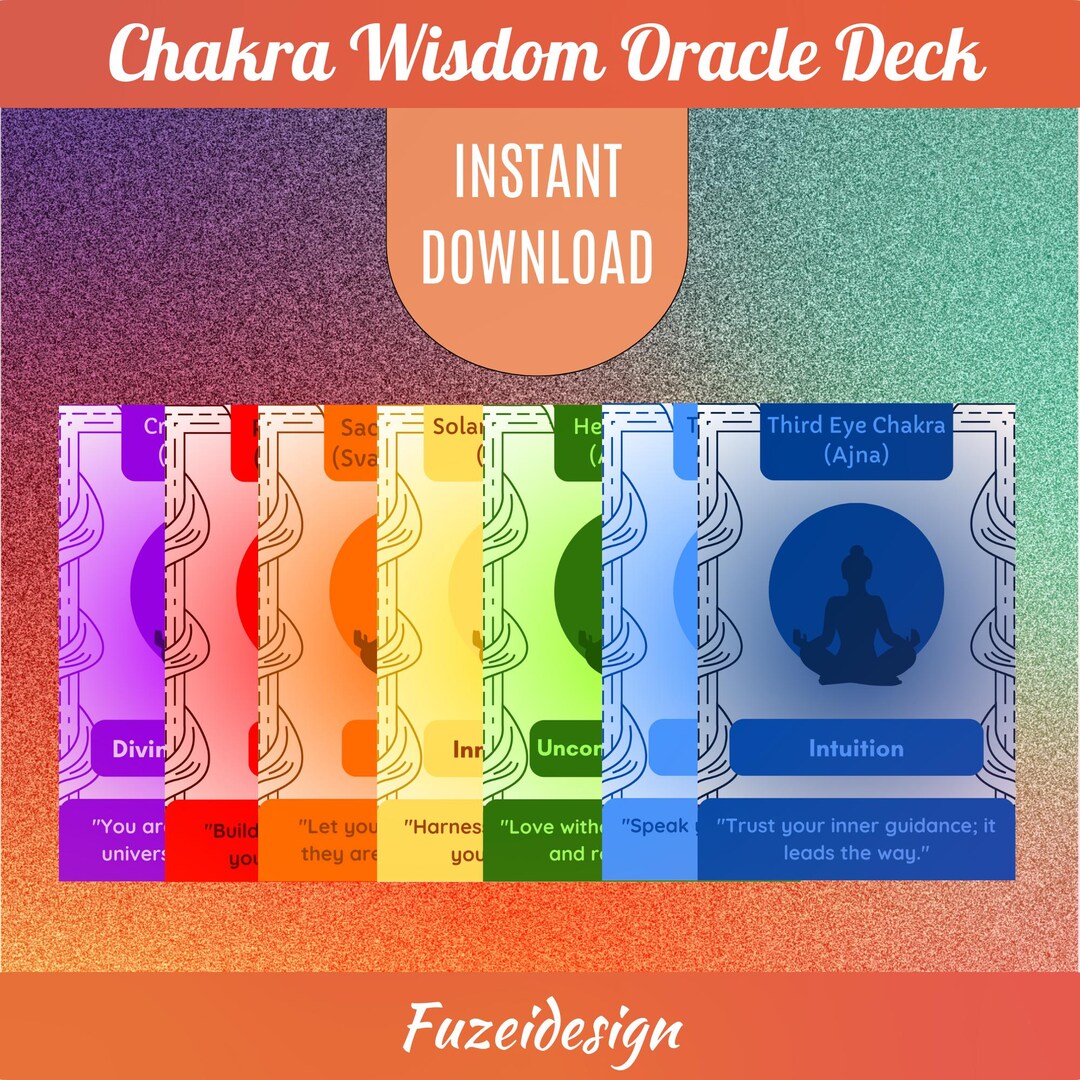 Printable Chakra Wisdom Oracle Deck 49 Chakra Healing Cards for Self ...