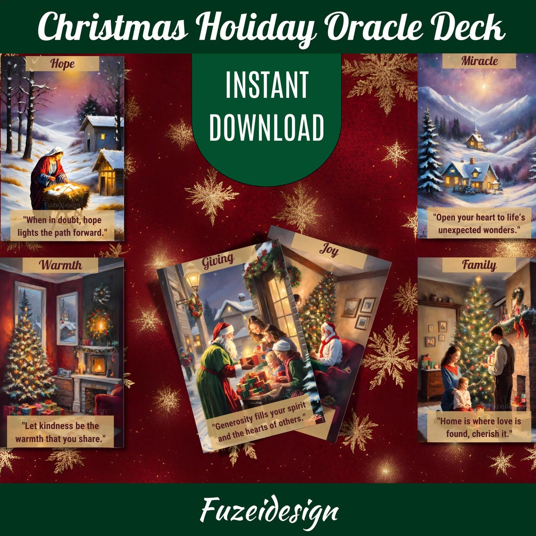 50-piece Christmas Holiday Oracle Deck Printable Life Messages for ...
