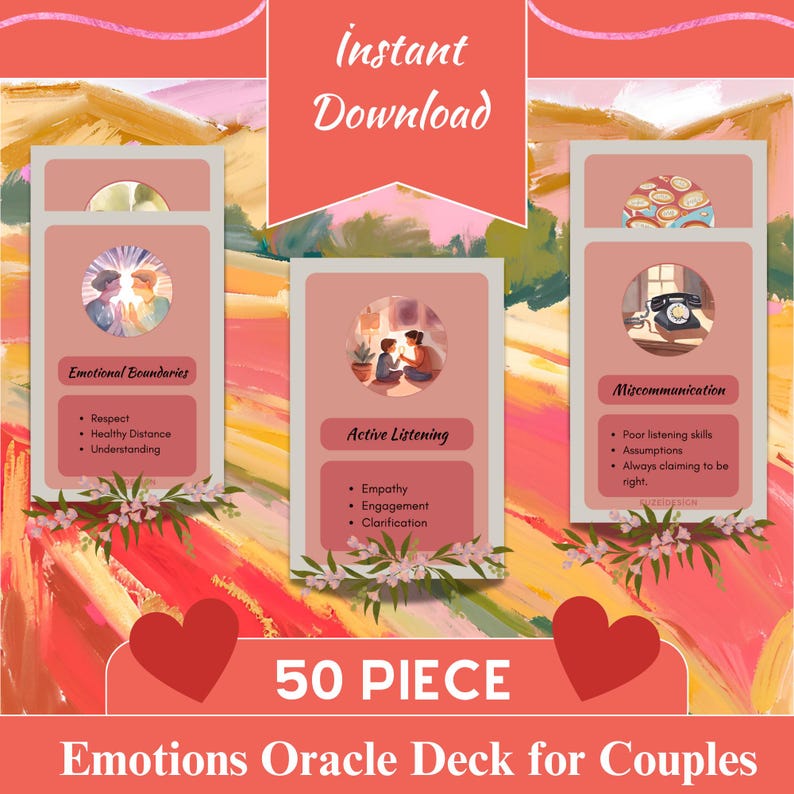 Couples Emotions Oracle Deck, Printable Cards (relationship ...
