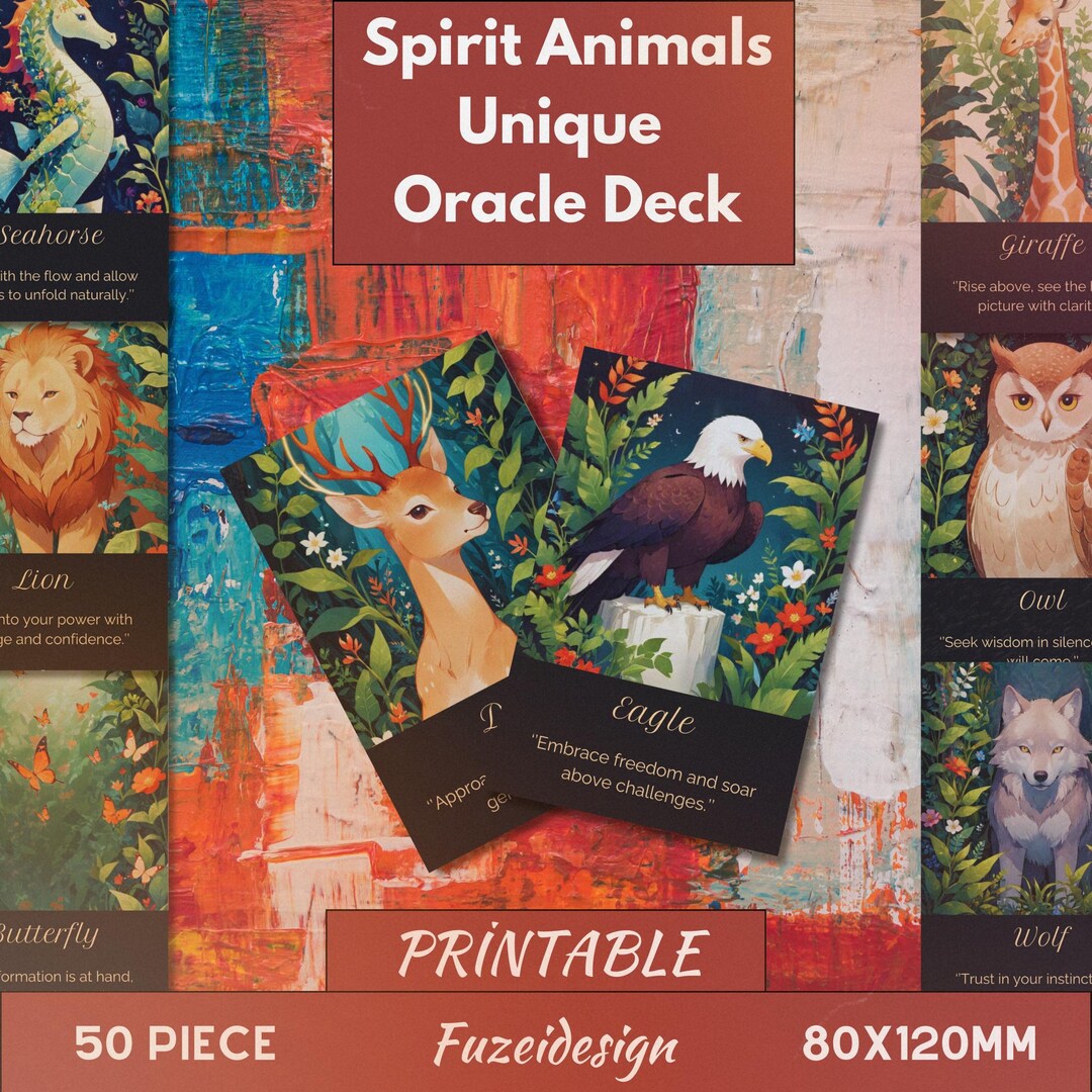 Printable Animal Spirits Oracle Deck 50-piece Spiritual Guidance Cards ...