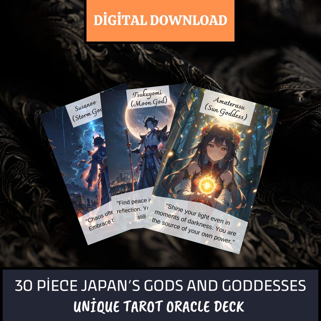 Printable 30 Piece Japanese Gods and Goddesses Tarot Oracle Deck ...