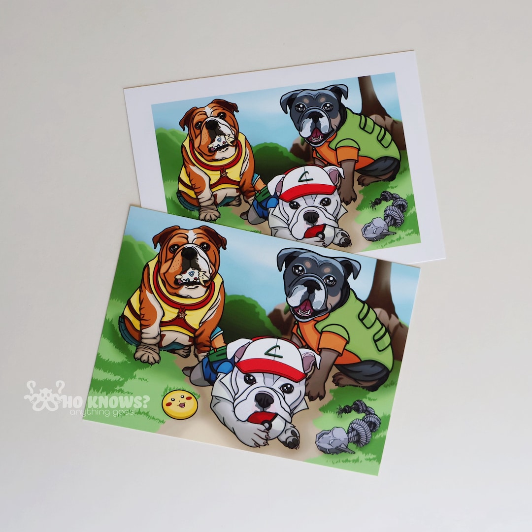 Pokemon Trainer Bulldog Art Print on Premium Matte Paper, 5x7 Printed ...
