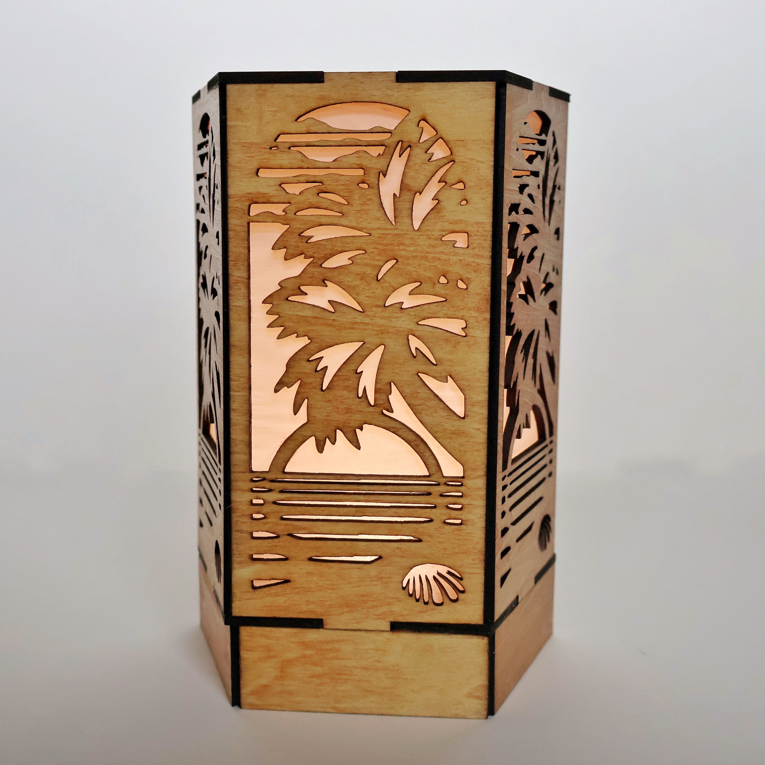 Beach Wooden Lantern, Palm Tree, Coastal Home Decor, Handmade Laser Cut ...