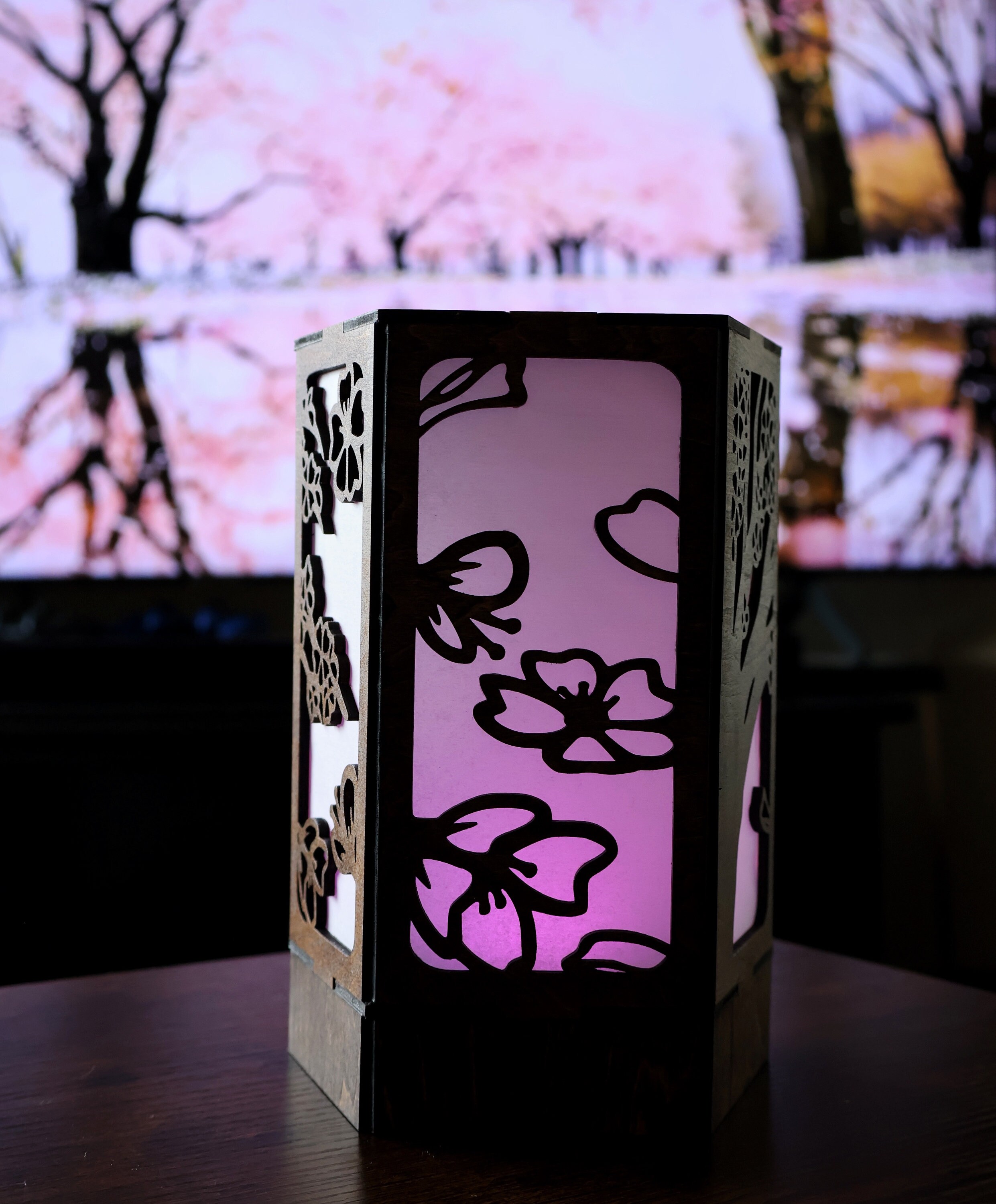 Cherry Blossom Wooden Lantern, Sakura Tree Light, Cute Spring Home ...