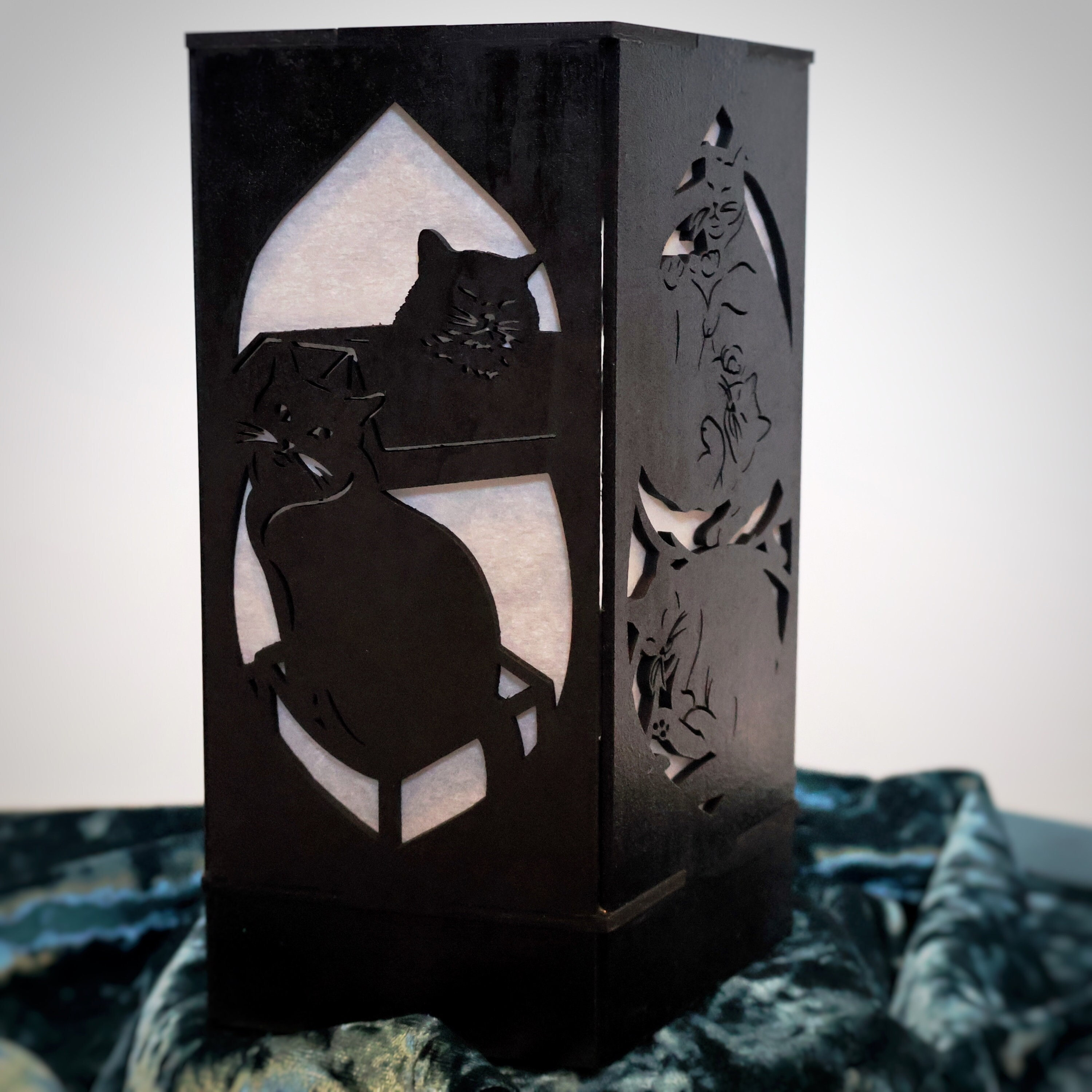 Cat Wooden Tabletop Lantern, Playing Kitten Laser Cut Home Decor ...