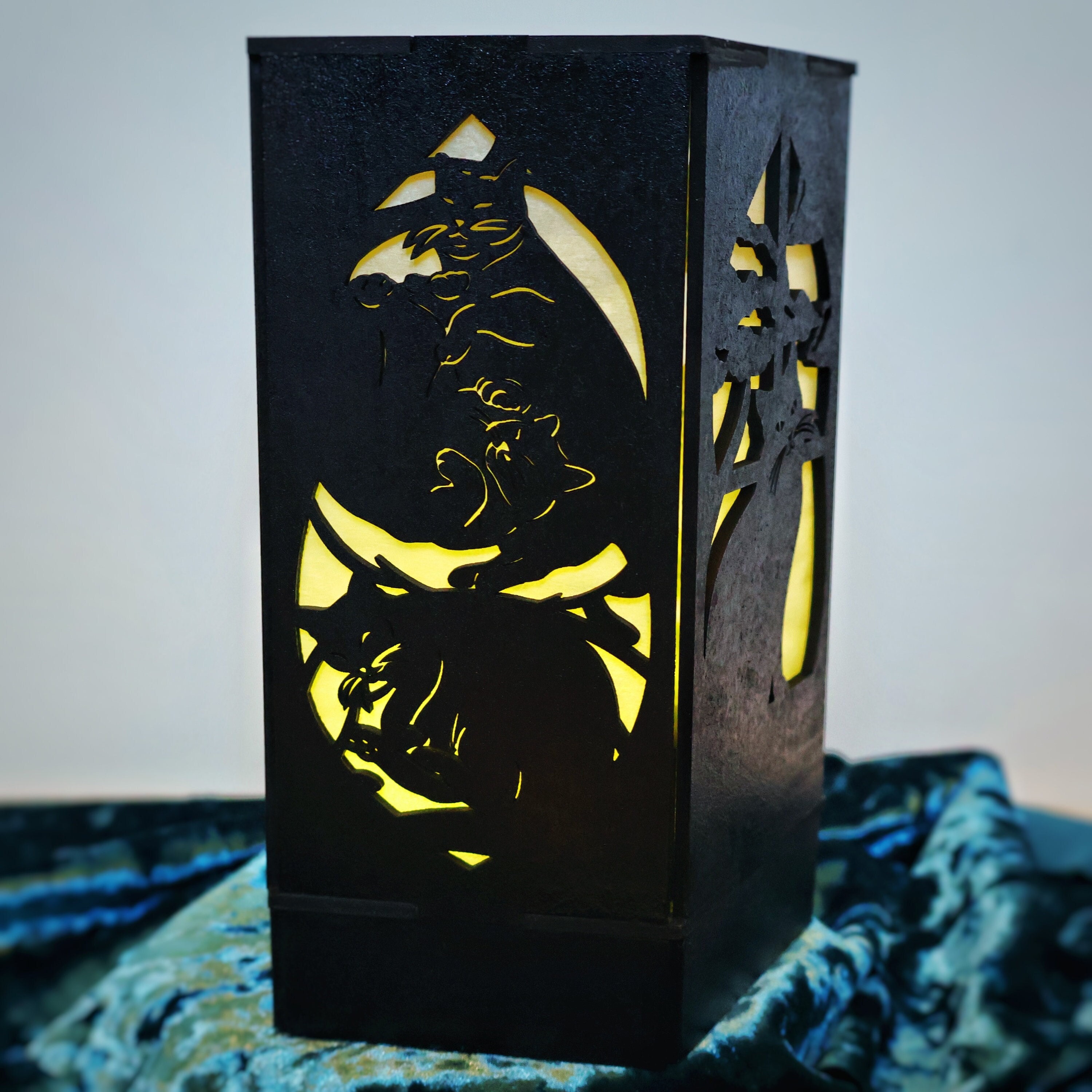 Cat Wooden Tabletop Lantern, Playing Kitten Laser Cut Home Decor ...