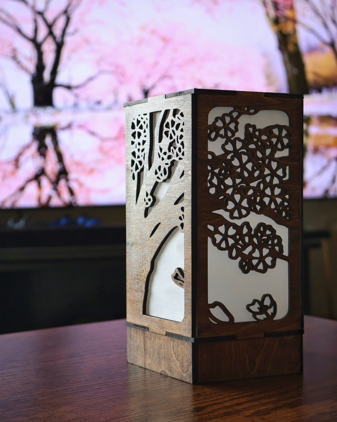Cherry Blossom Wooden Lantern, Sakura Tree Light, Cute Spring Home ...