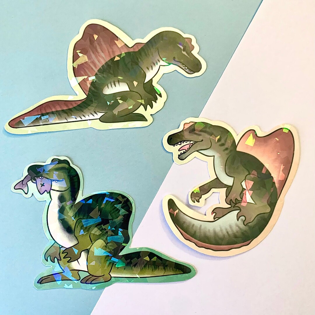 Spinosaurus Friends Chibi Holographic Vinyl Dinosaur Stickers - Etsy