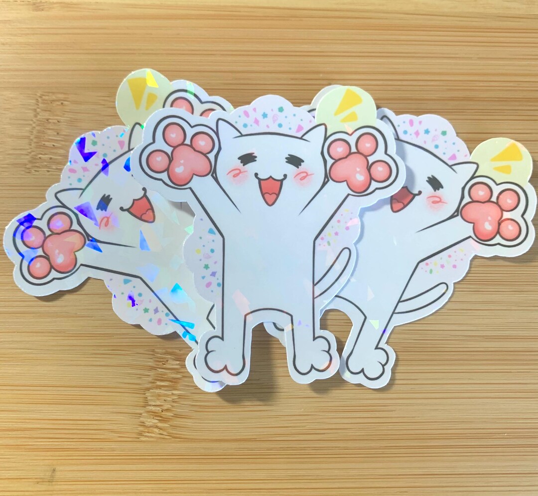 Yippie Kitty - Celebratory Holigraphic Cat Vinyl Sticker - Etsy
