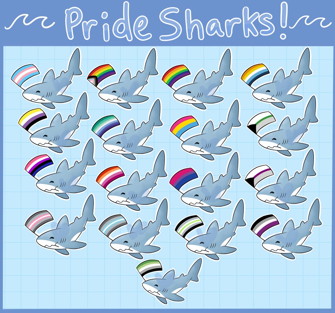 Pride Flag Shark Stickers! - Holographic Vinyl LGBT Pride Stickers - Etsy