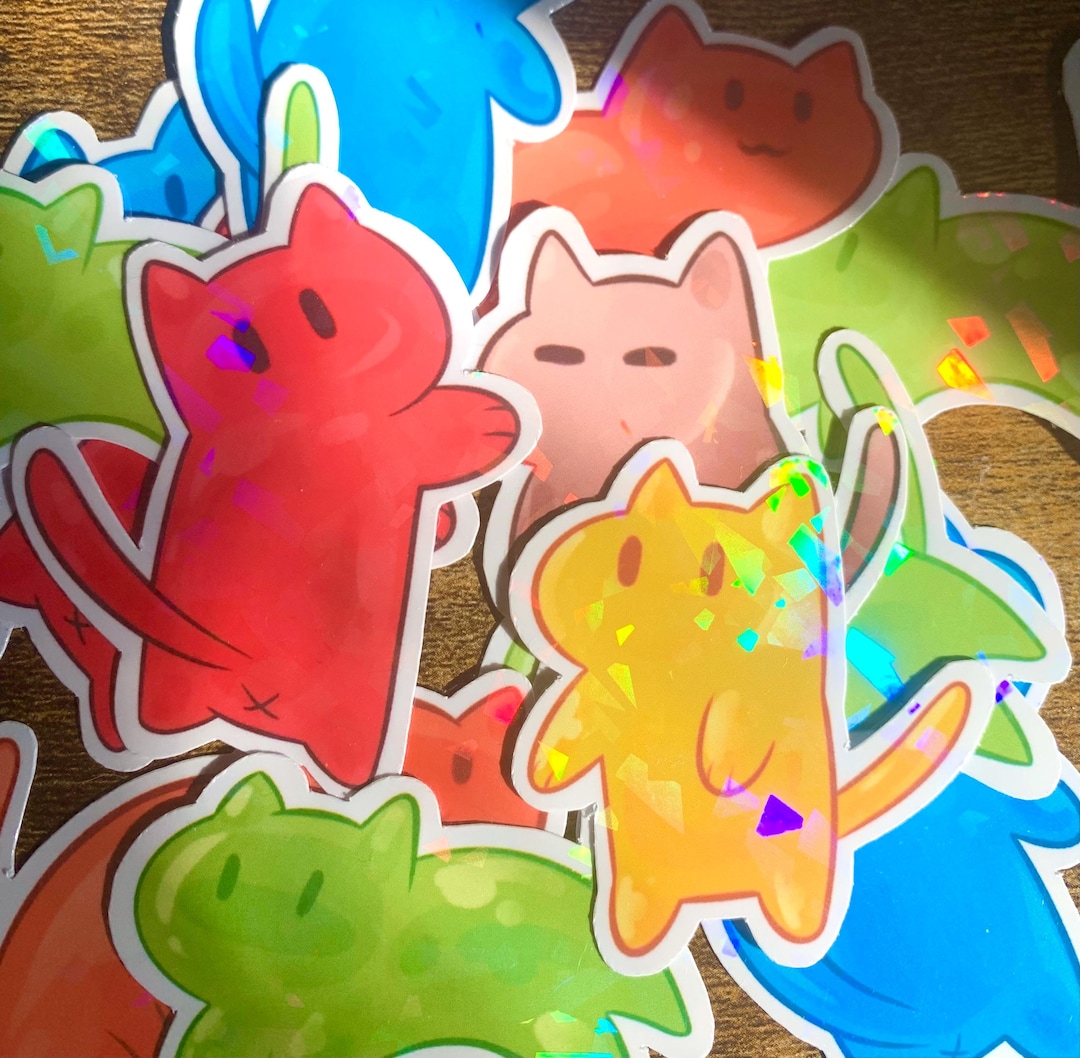 Gummy Cats - 2in Gummy-themed Cat Sticker, Holographic - Etsy