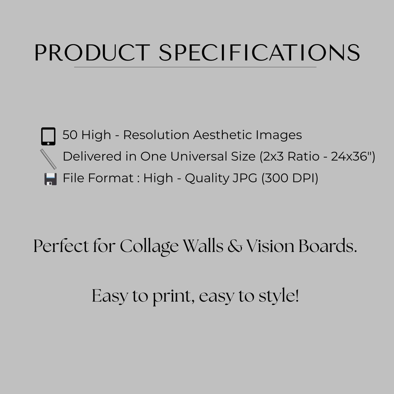 2026 Vision Board Kit 50 Pcs Black White Digital Prints Manifestation ...