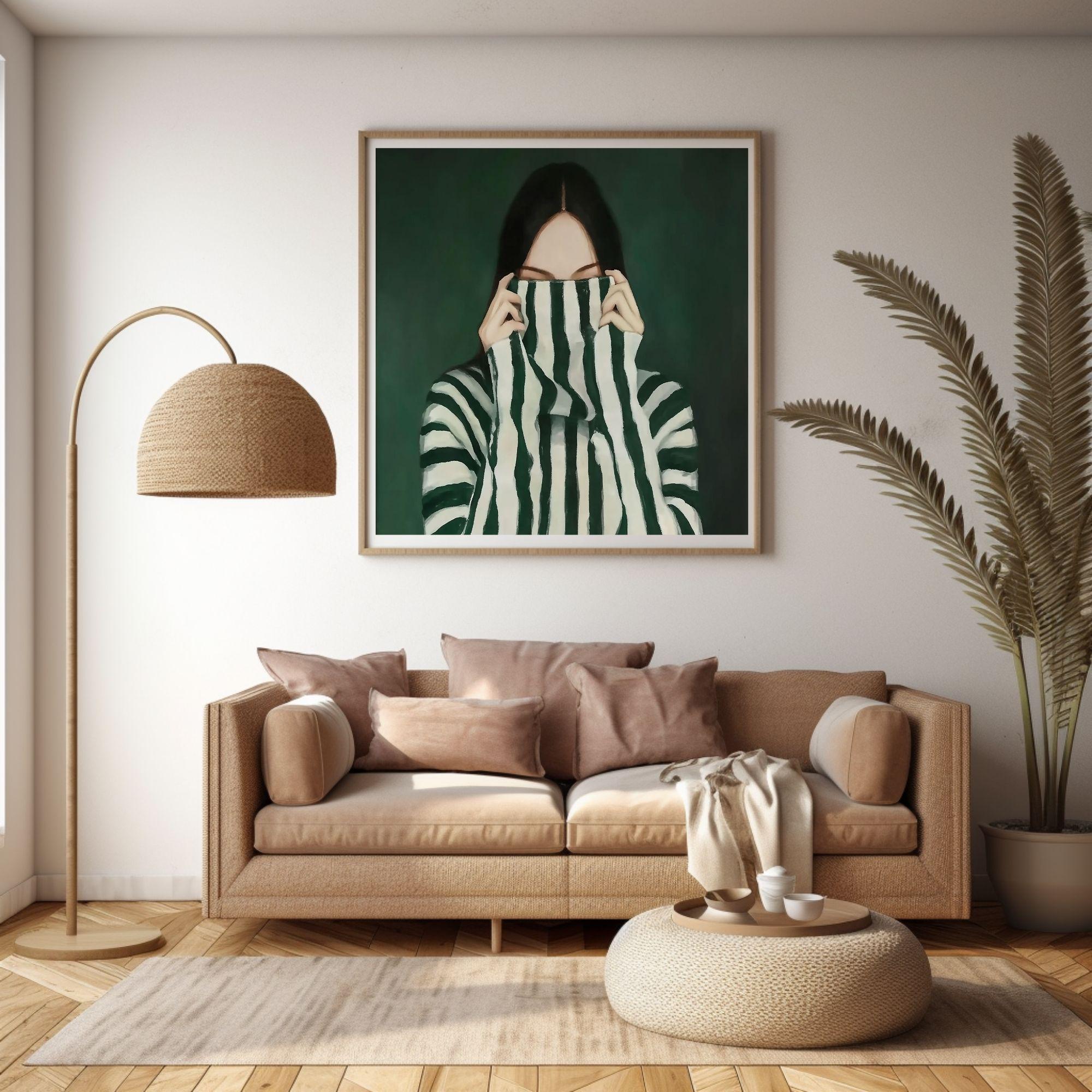 Emerald Green Abstract Woman Art Print Feminist Figurative Poster ...