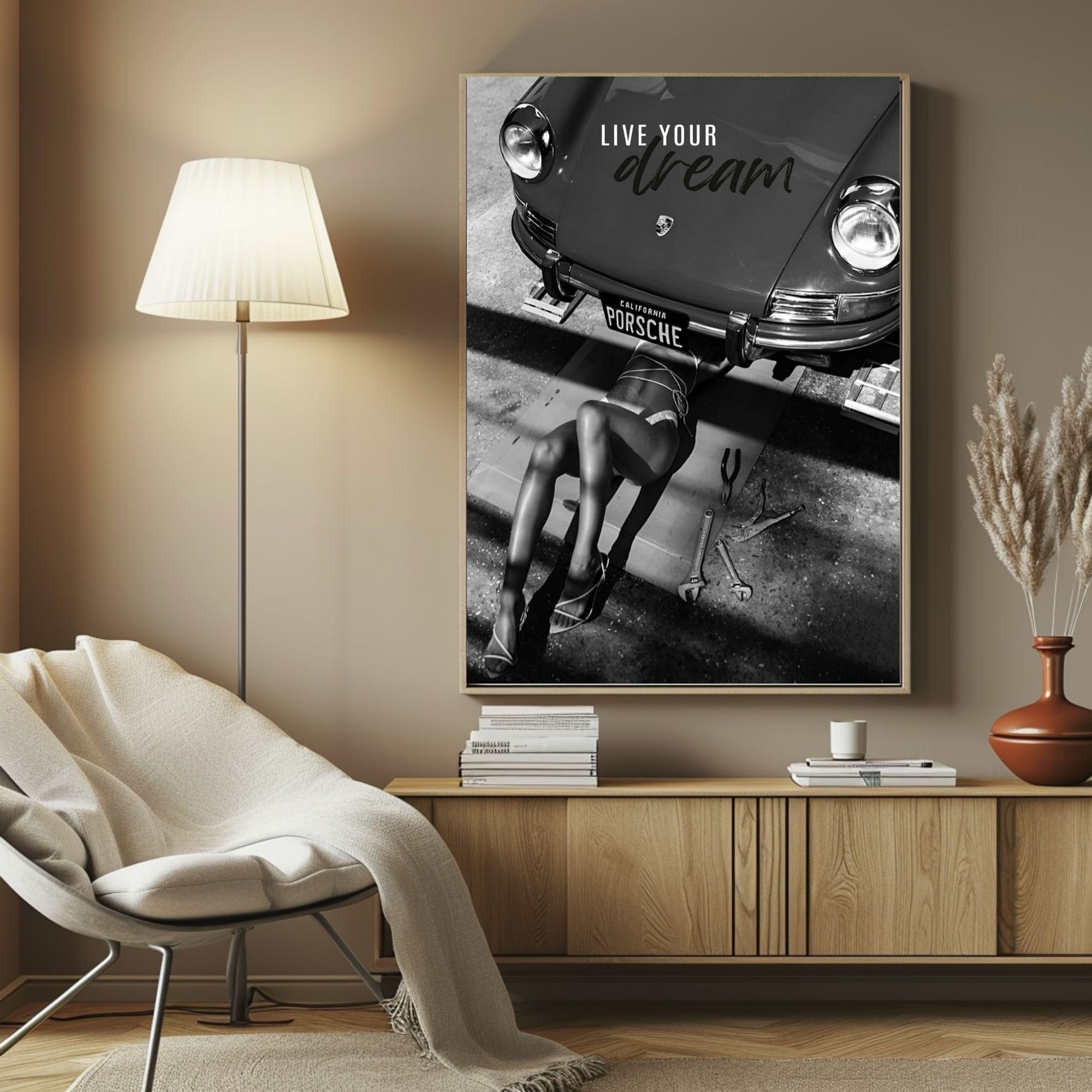 Black and White Fashion Photography Vintage Porsche 911 Poster Classic ...