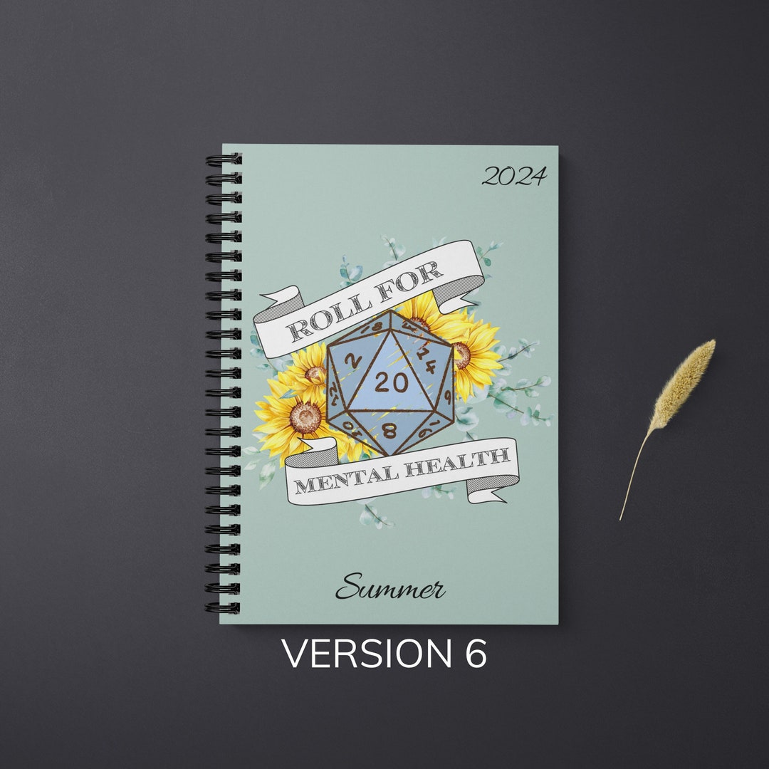 SPIRAL NOTEBOOK: D20 Roll for Mental Health Natural One , Floral D20 ...