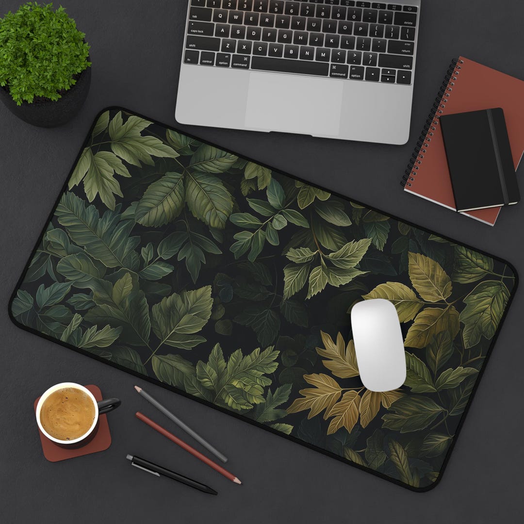 Deep Forest Gaming Mouse Pad - Green Leaves Aesthetic - Large Gaming ...