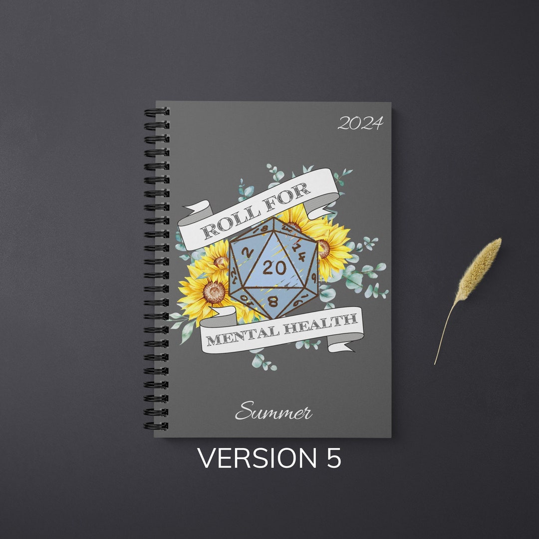 SPIRAL NOTEBOOK: D20 Roll for Mental Health Natural One , Floral D20 ...