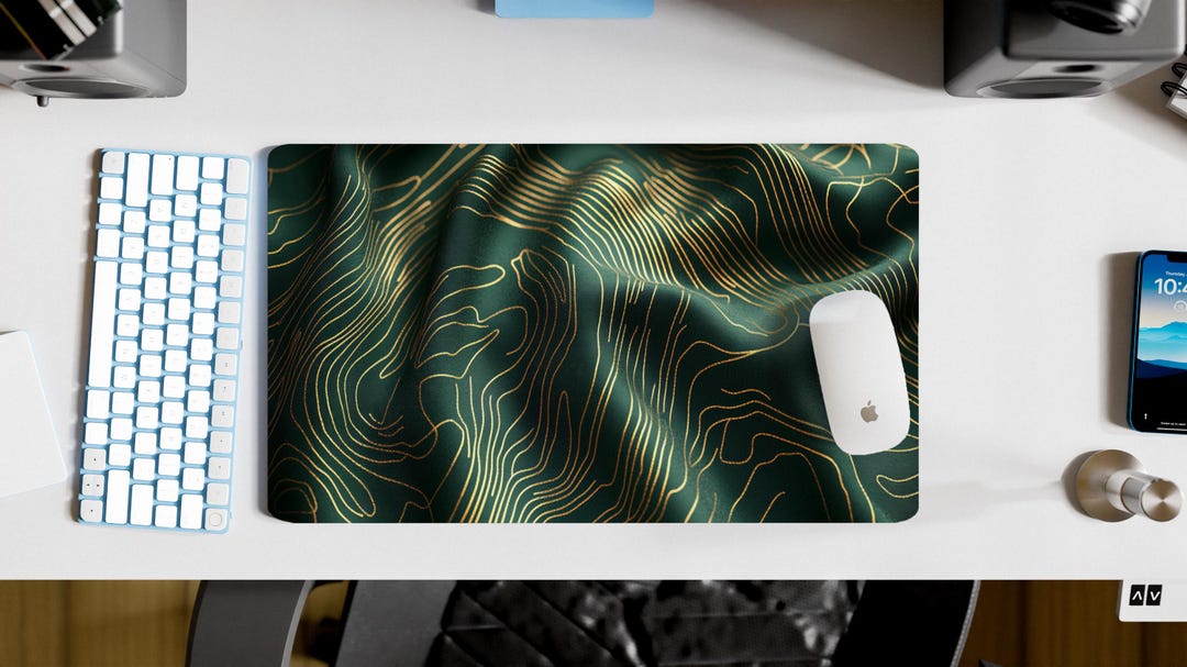 Green Topography Desk Mat, Home Office Decor & Gaming Mousepad Gift ...