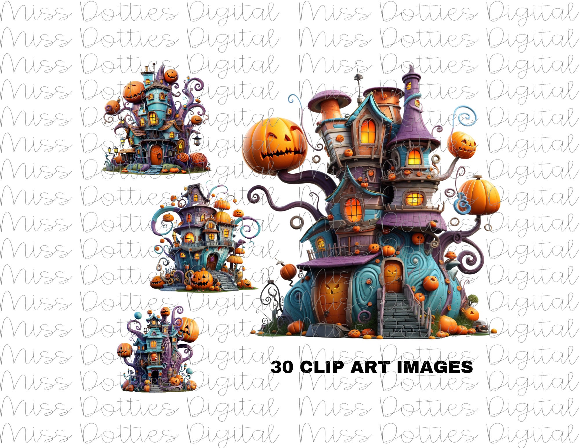 Halloween Clip Art, Halloween House, Haunted House, Clip Art, Digital ...