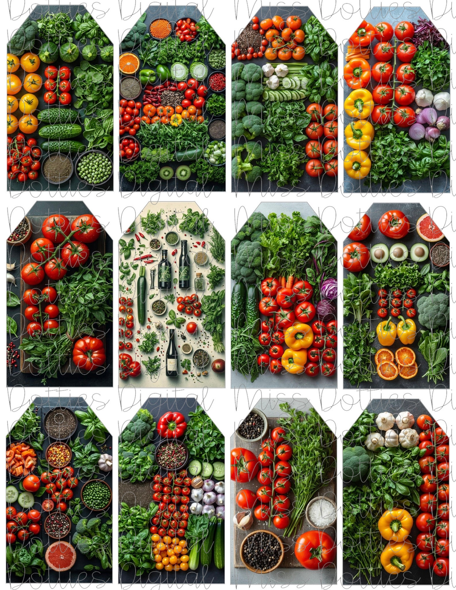 Vegetable Gift Tags, Vegetables Tags, Food Gift Tags, Food Tags ...