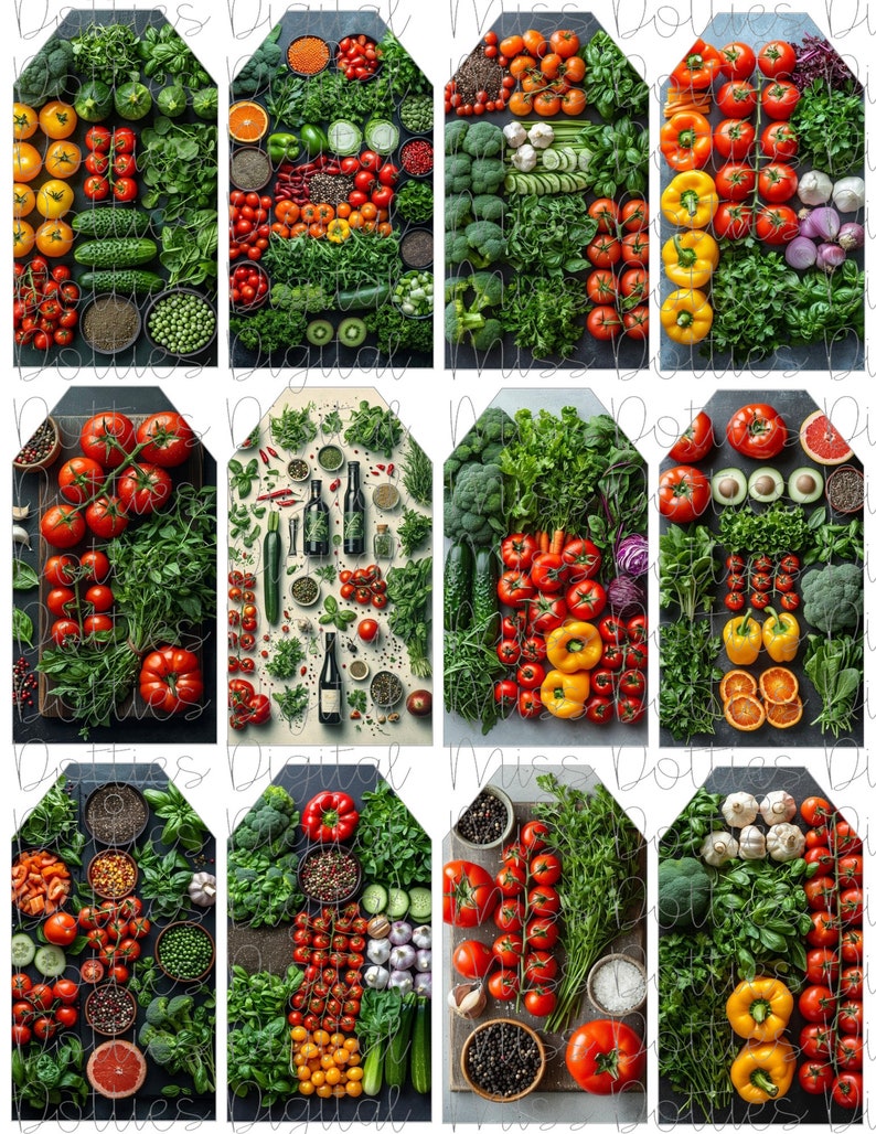 Vegetable Gift Tags, Vegetables Tags, Food Gift Tags, Food Tags ...