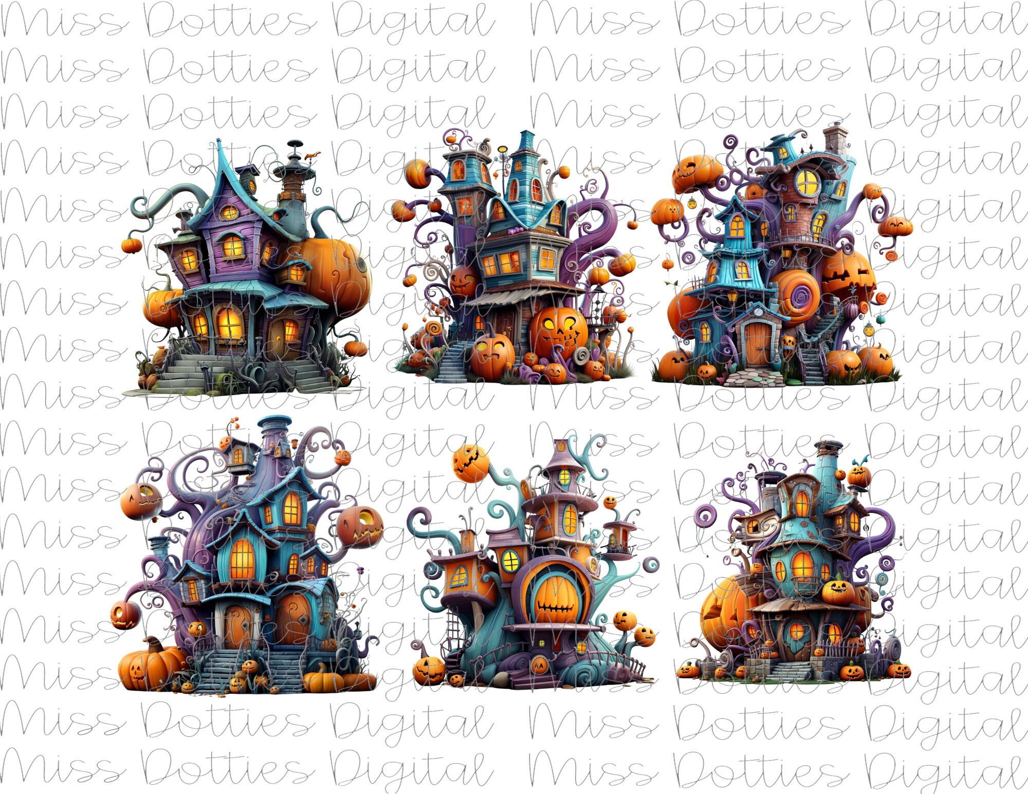 Halloween Clip Art, Halloween House, Haunted House, Clip Art, Digital ...