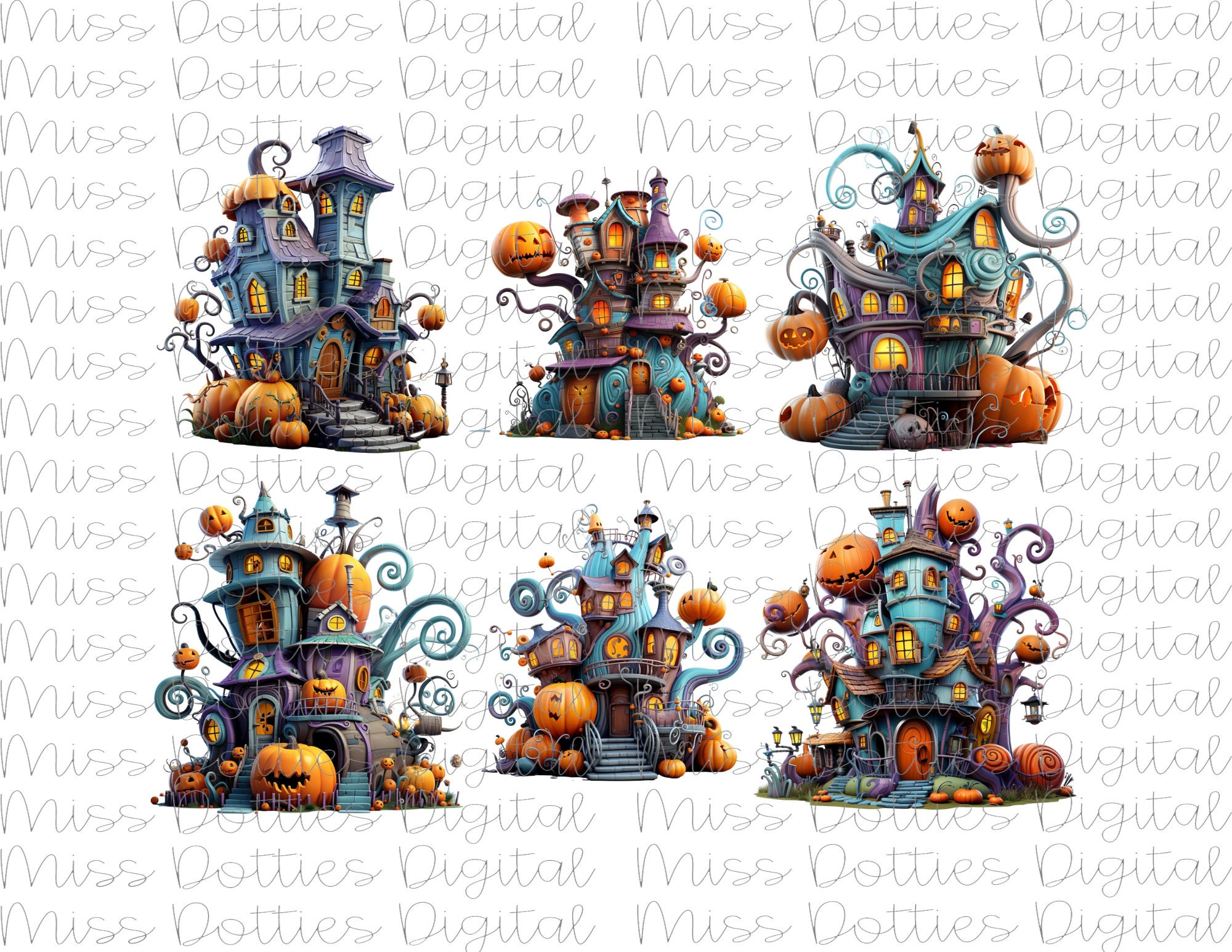 Halloween Clip Art, Halloween House, Haunted House, Clip Art, Digital ...