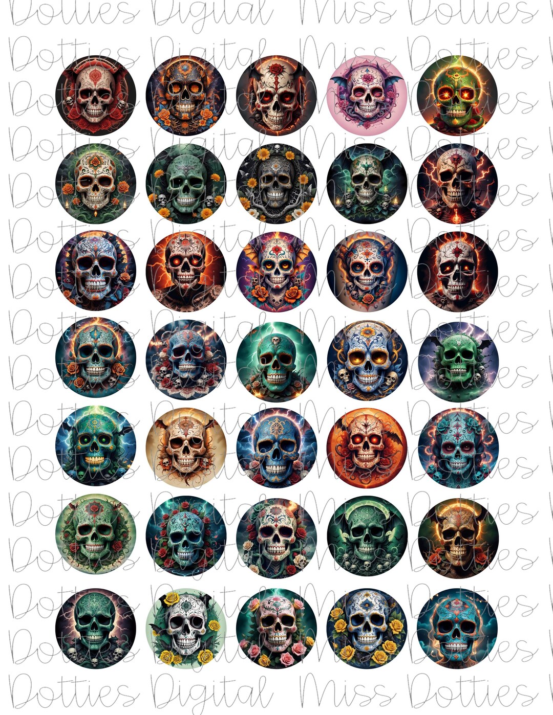 Sugar Skulls, Sugar Skulls Digital Download, Sugar Skulls Bottle Cap ...