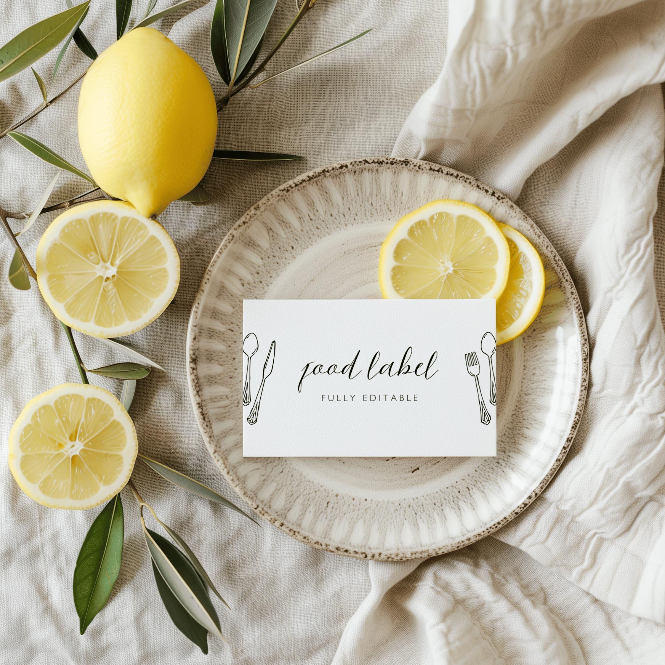 Minimalist Food Labels Template Printable Elegant Buffet Card Editable ...