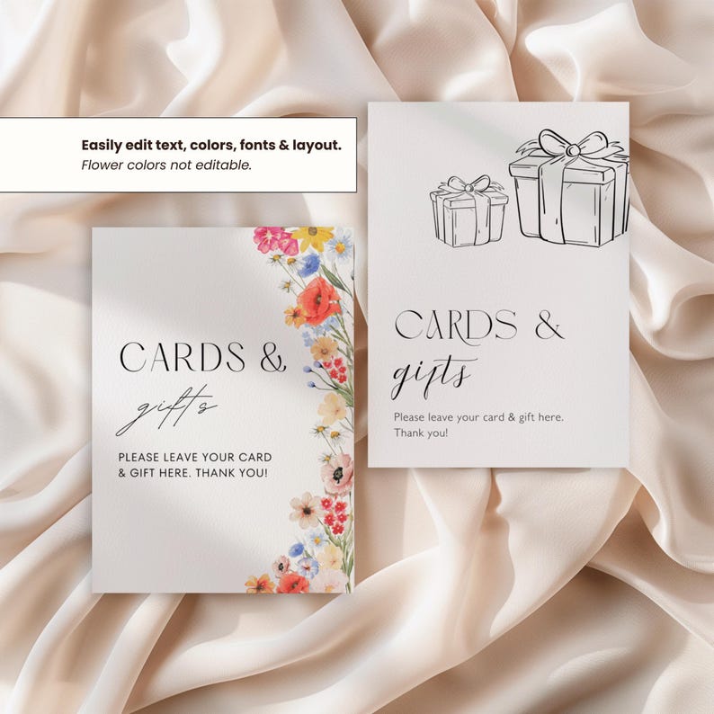 Cards and Gifts Sign Template Printable Minimalist Gift Table Sign ...