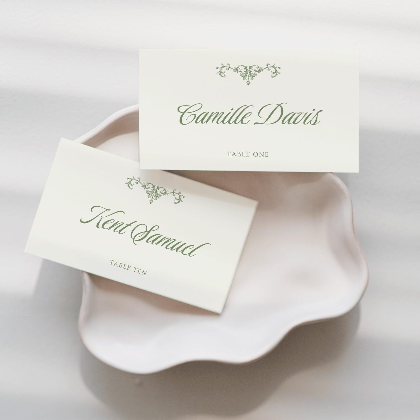 Vintage Name Place Card Wedding Template, Editable Tented Placement ...