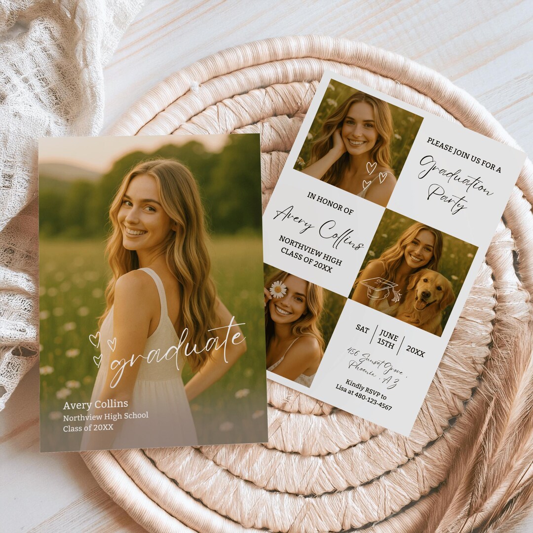 Editable Graduation Party Invitation, Modern Graduation Announcement ...